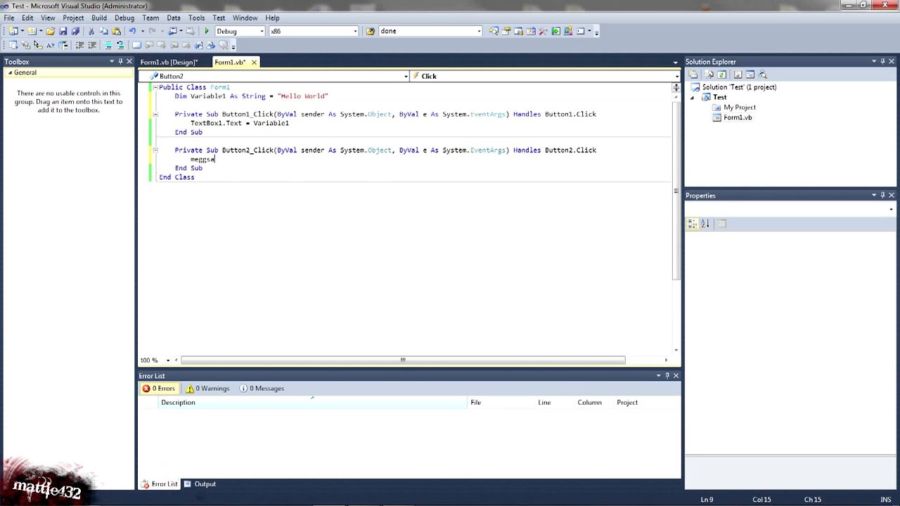 Programing Tutorial 2 | Visual Basic 2010 - Variables and MessageBox's