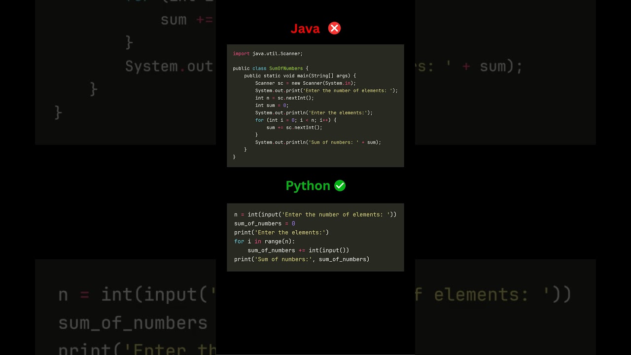 Java vs Python: Sum of Numbers Algorithm Comparison #DeveloperComparison