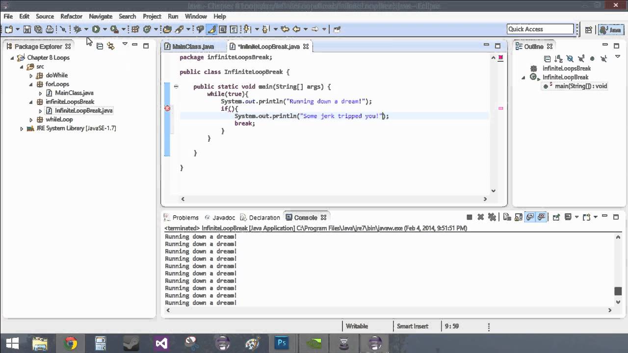 8.3.1 Infinite Loops & Break (Java Code)