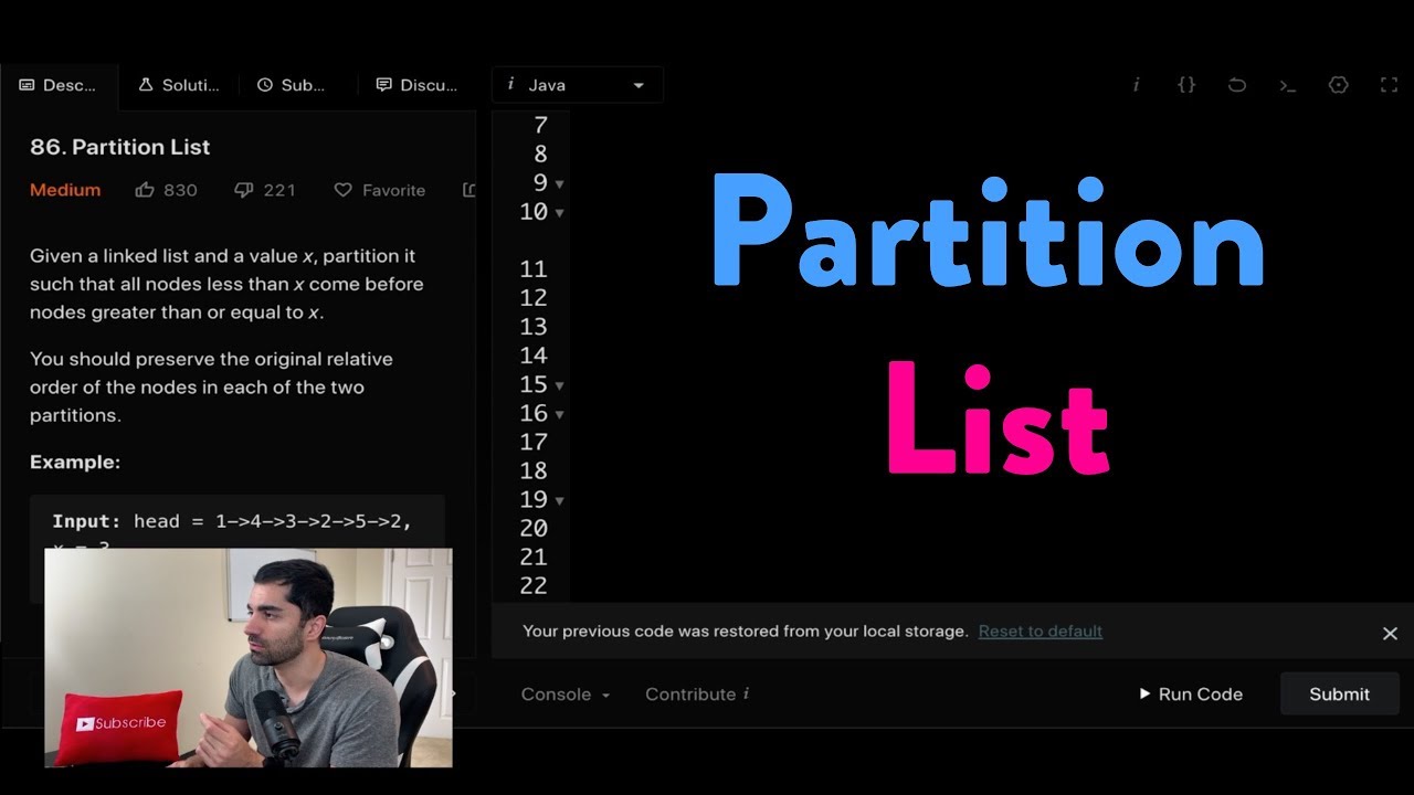 LeetCode Coding Problem | Partition List