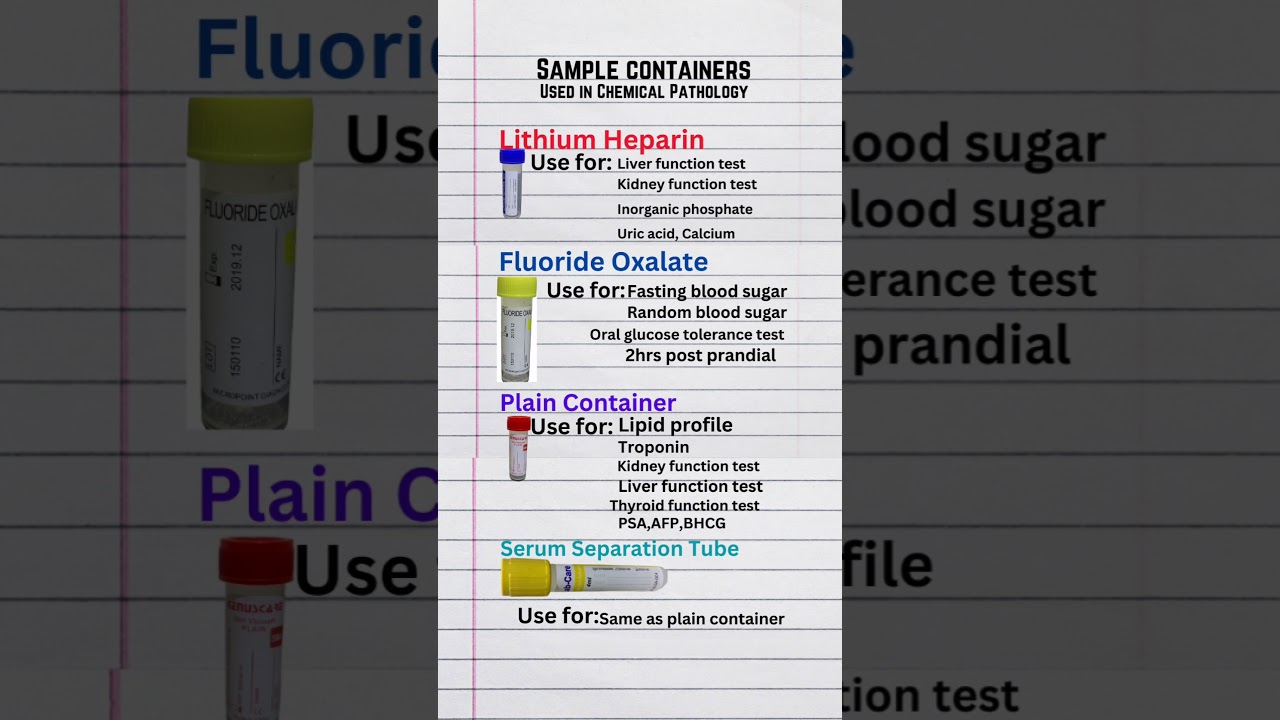 Sample Bottles In Chemical Pathology  #additive #bloodcollection