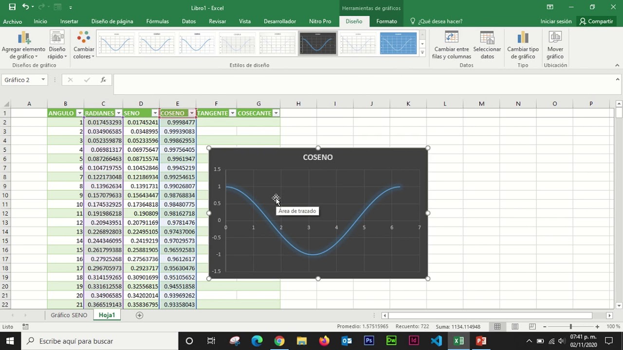 Funciones trigonometricas en Excel