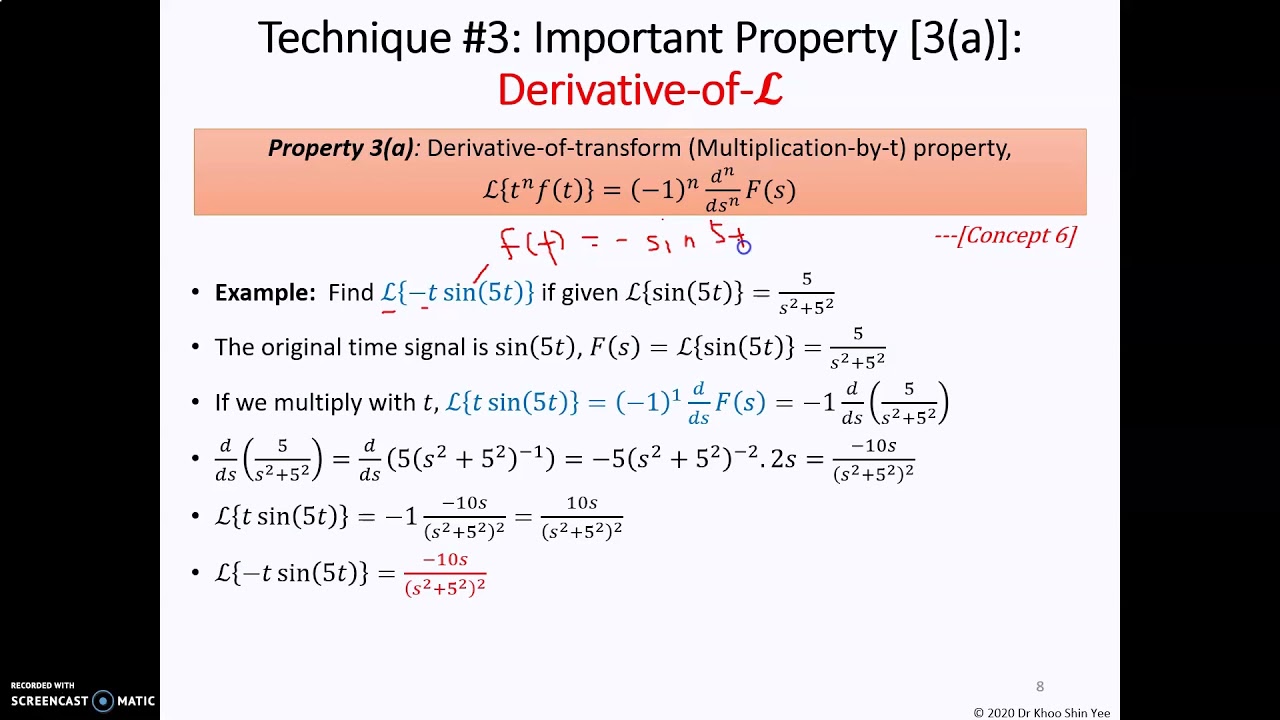Week 8 Laplace Transform Part 1.8 Laplace Transform using Property Derivative & Integral of ℒ