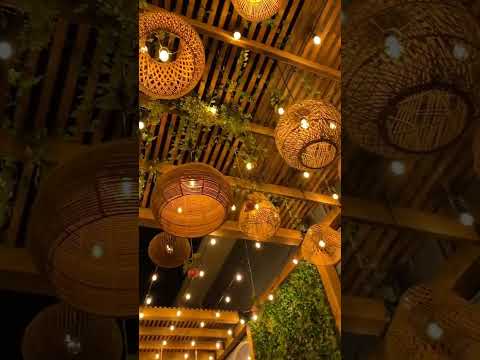 Bamboo Lampshade Kitchen, Three Light Pendant #shorts