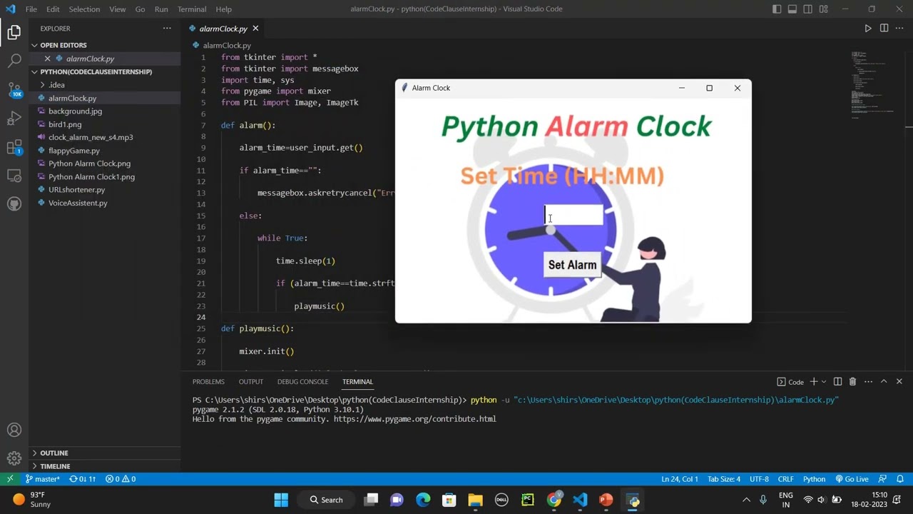 #task2 |  @codeclause   Internship | Alarm Clock with GUI Using Python.