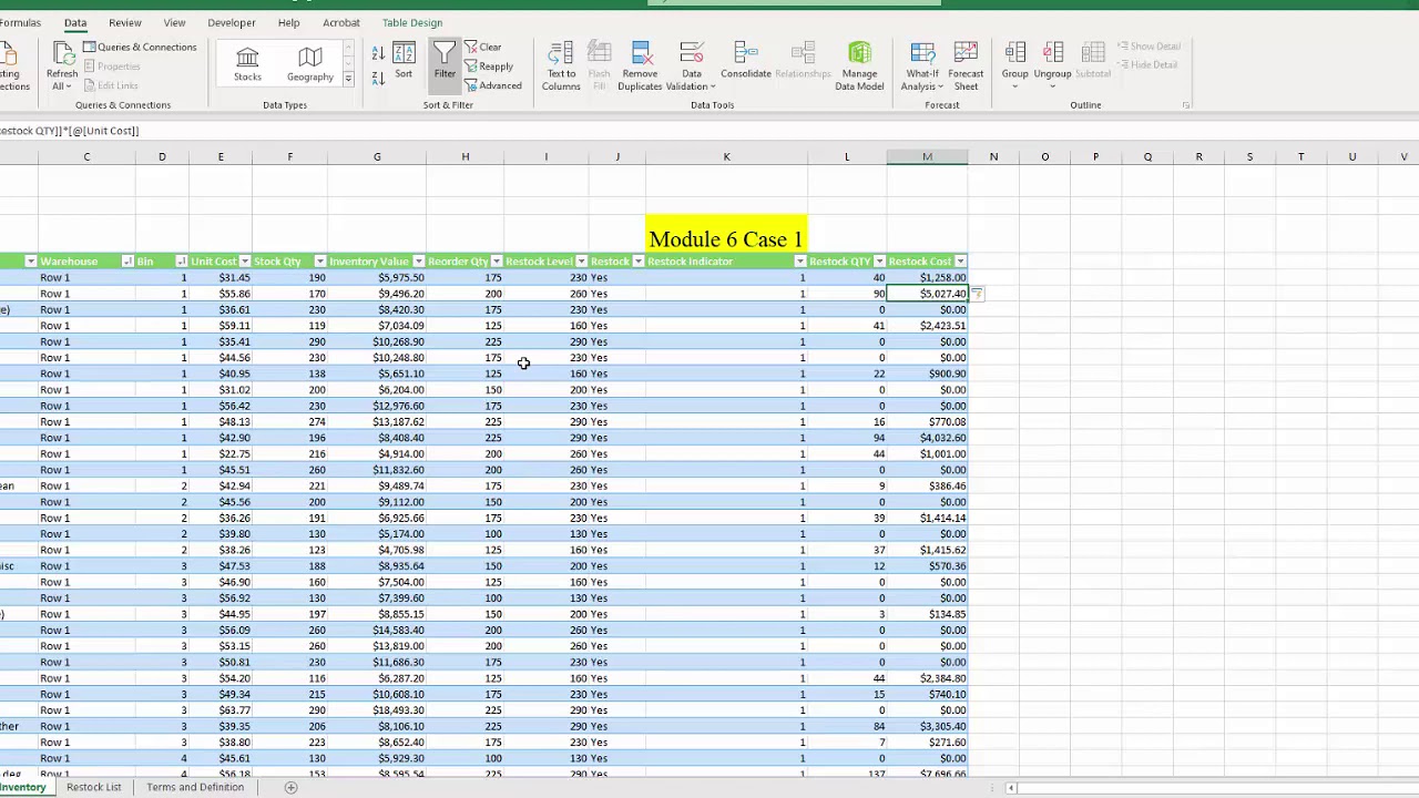 Excel 2019 Module 6 Case 1-1