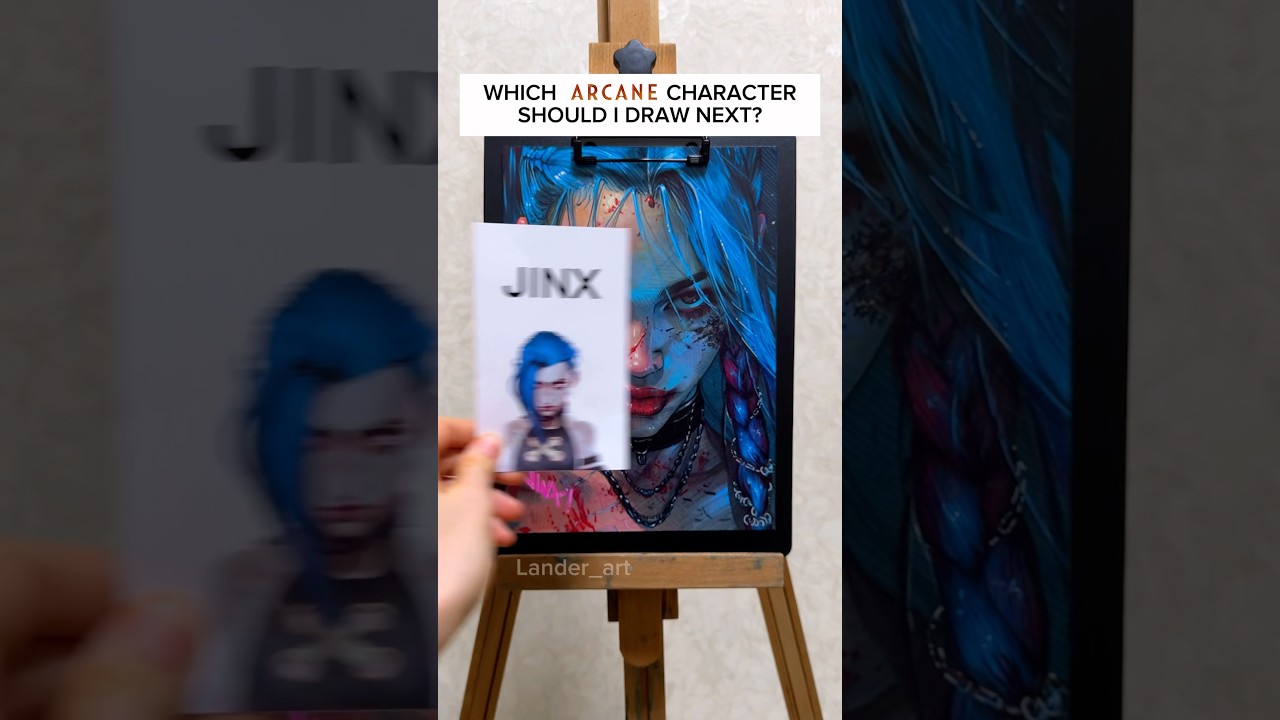 I DRAW #ARCANE CHARACTERS IN REAL LIFE💙 DID YOU FIND SYMBOL?💜 WHOM SHOULD I DRAW NEXT✍️ #art #jinx
