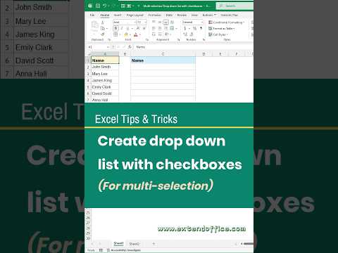 Create drop down list with checkboxes for multi-selection in Excel