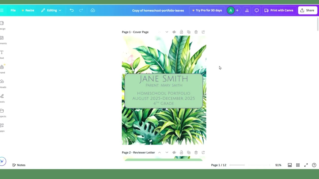 Homeschool Portfolio Review: Using Canva to create a DIGITAL homeschool portfolio