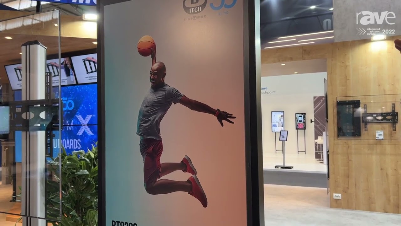 ISE 2022: B-Tech AV Mounts Presents BT8326 Floor-Mounted Stand for Samsung OM55N-D Series Displays