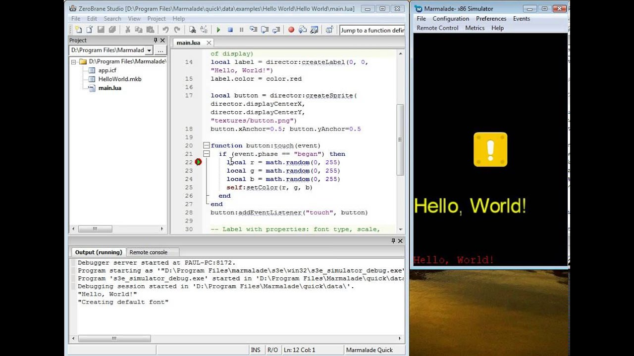 Marmalade Quick debugging with ZeroBrane Studio