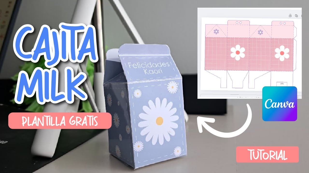 How to make cute candy boxes with CANVA - MILK BOX - FREE TEMPLATE - TUTORIAL ✅