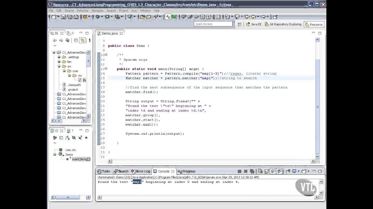 VTC Player   Advanced Java Programming Java SE 7, Character Classes