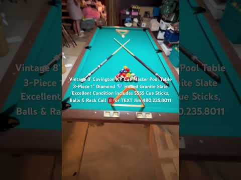 Vintage 8’ Brunswick Sports King Pool Table 3-Piece 1” Italian Slate Excellent Cond 480.235.8011