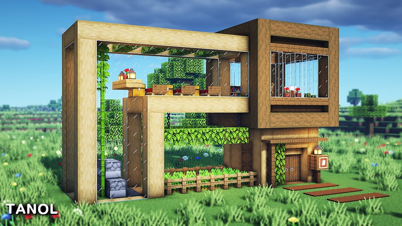 ⚒️ Minecraft How To Build A Unusual Wooden Modern House Minecraft Builders
