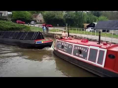 NB Ferrous and butty Susan at Avoncliffe Aquaduct