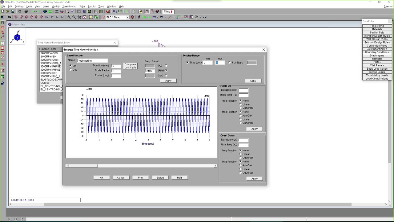 Time History Analysis in RISA