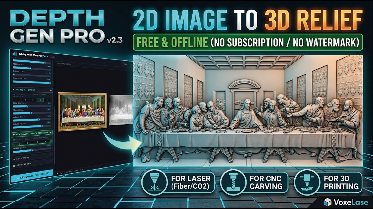 DepthGen Pro — Free Depth Map Generator for Laser Engraving, CNC & 3D Printing (Offline)