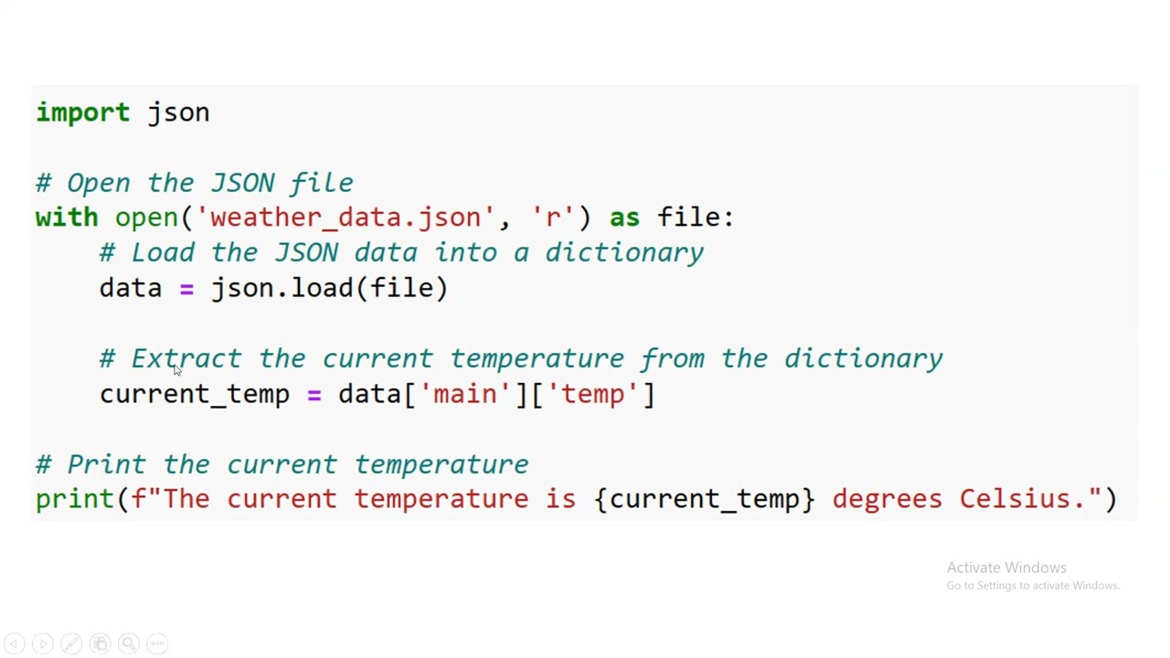 Python program to fetch current weather data from the JSON file