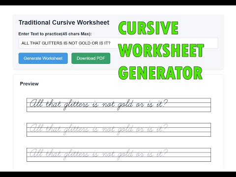 Free Online cursive handwriting worksheet Generator