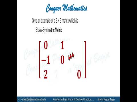 Example of a Skew-Symmetric Matrix -Matrices -Class 12 Mathematics - XII-M-13- Support Material, DoE