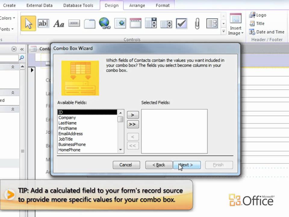 Access 2010: Find a record on a form by selecting a value from a list