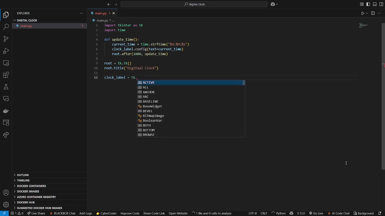 How to Make a Digital Clock Using Python (Tkinter GUI)  |  Day #1 | Python Project for beginners
