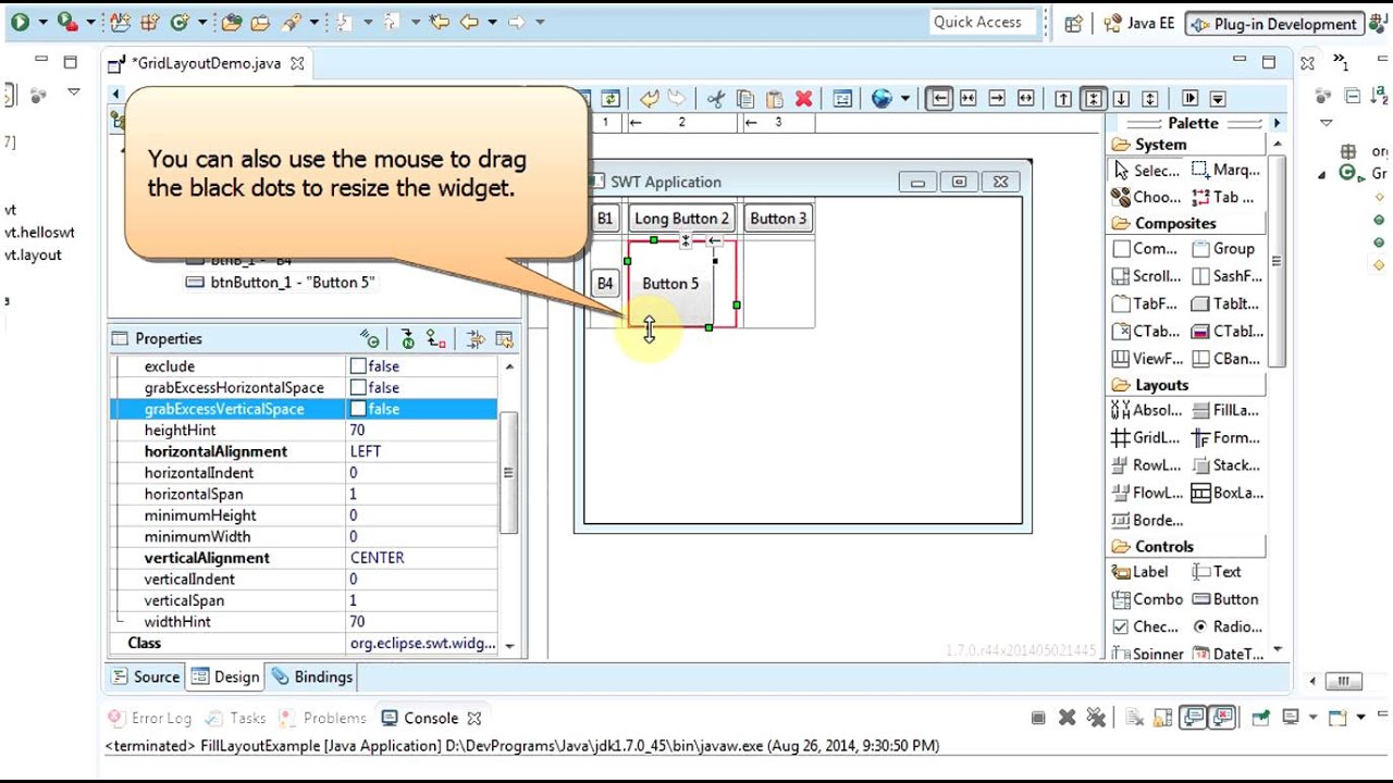 SWT Tutorial: Design GridLayout with WindowBuilder