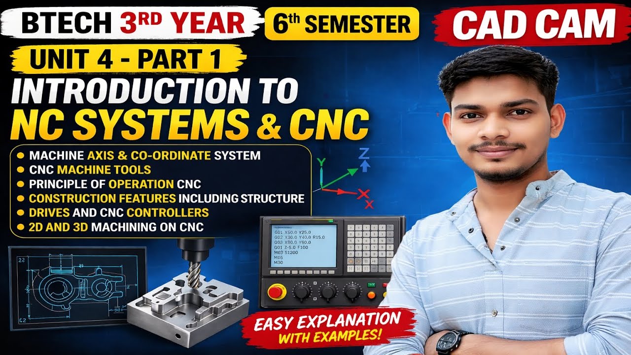 NC & CNC Machines Explained in 1 Shot 🔥 | CAD CAM Unit 4 Part 1 | AKTU |