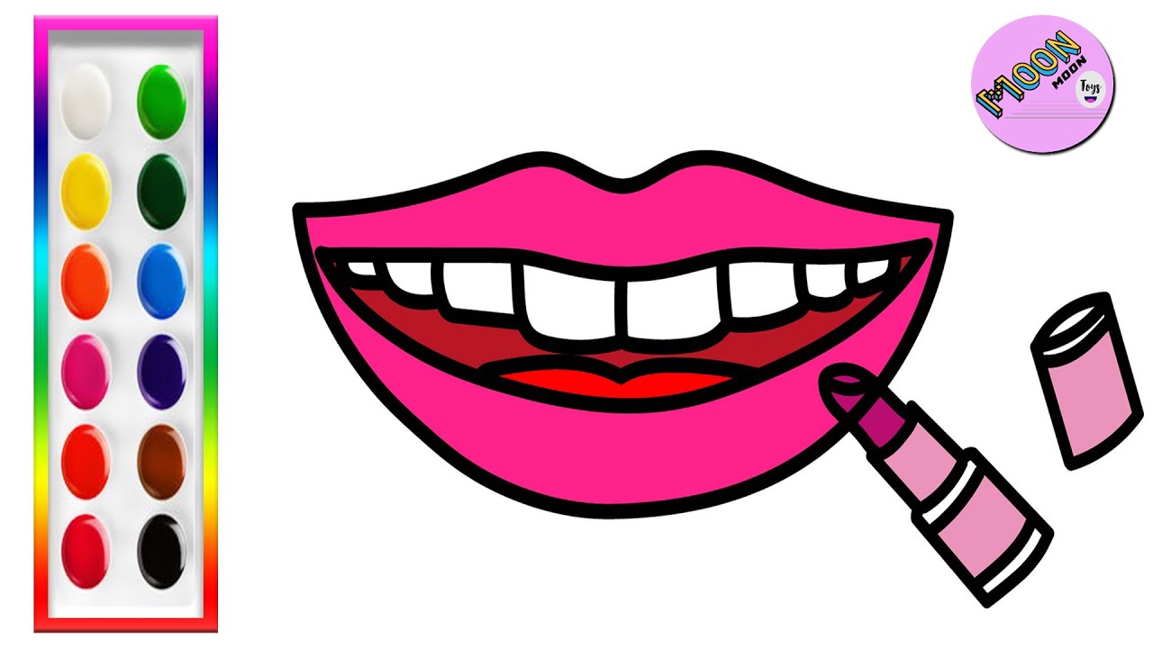 Lips Coloring with Lipstick Coloring Page for Kids