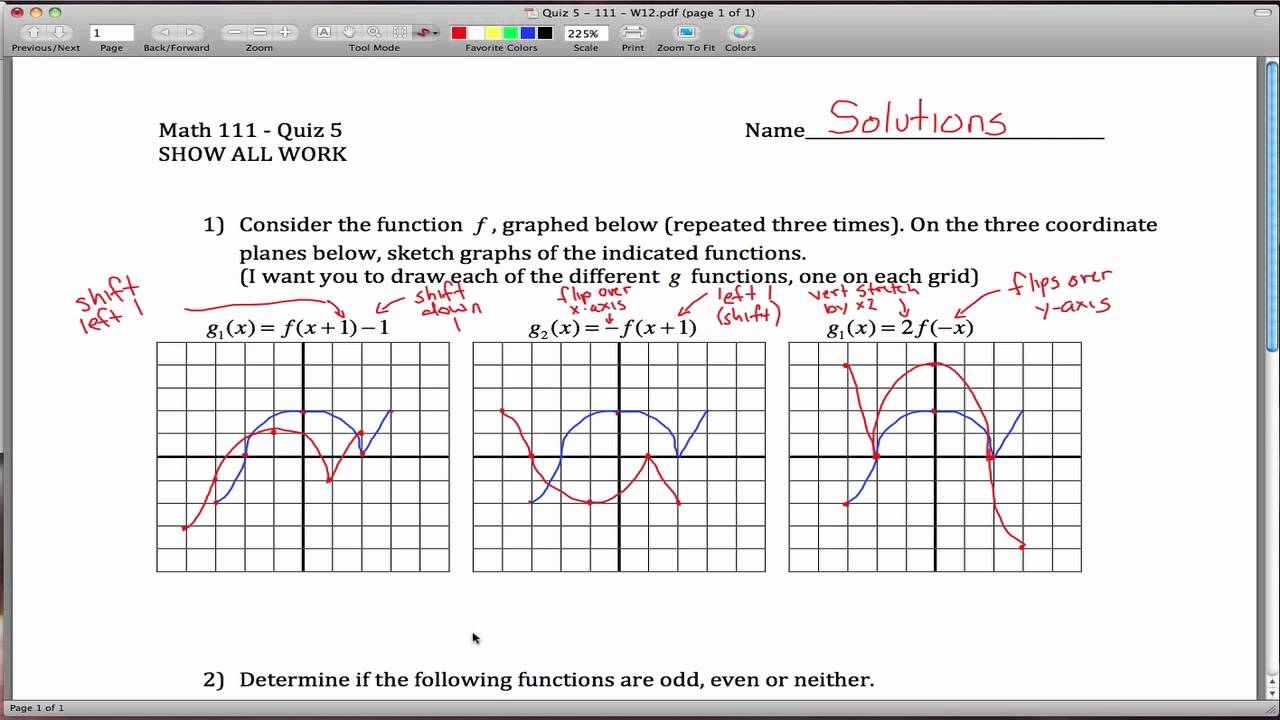 function transformations quiz