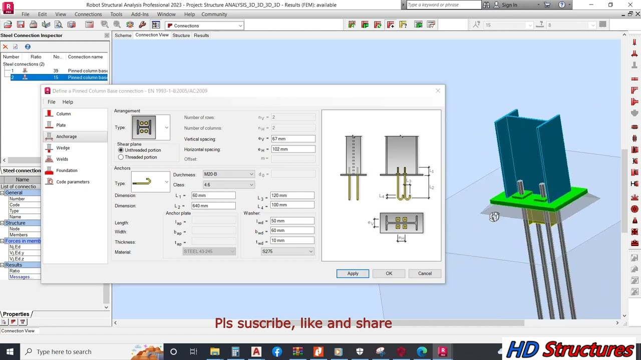 Autodesk Robot 2023; Base connection Design Tutorial