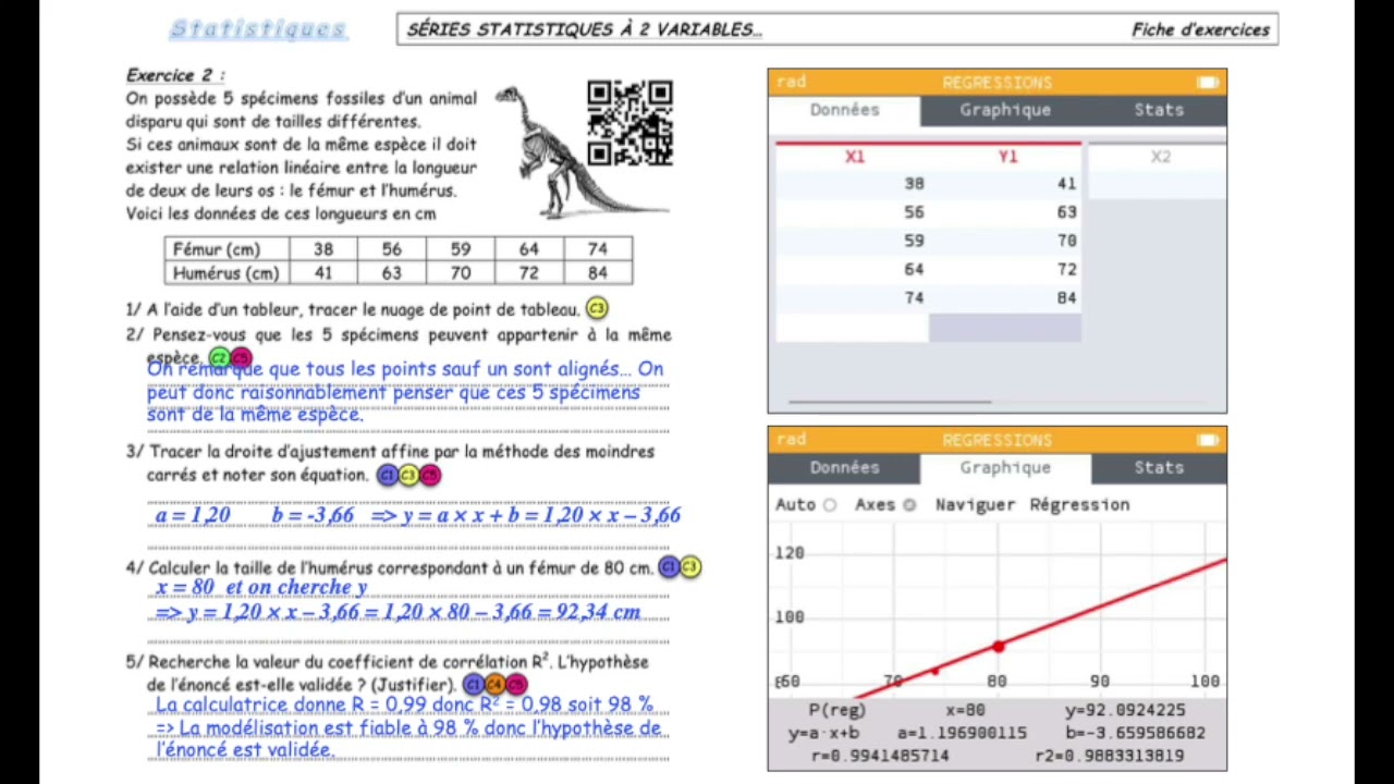 Statistiques 2 variables (Exercices)