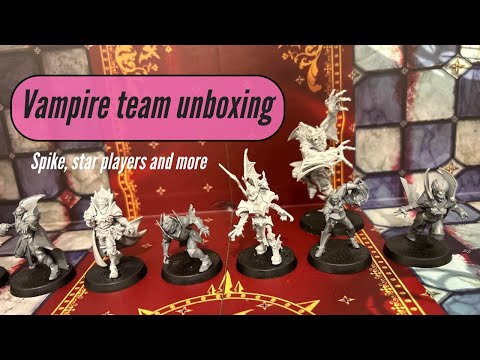What's in the box? Bloodbowl vampire team, pitch, dice, star players and Spike!