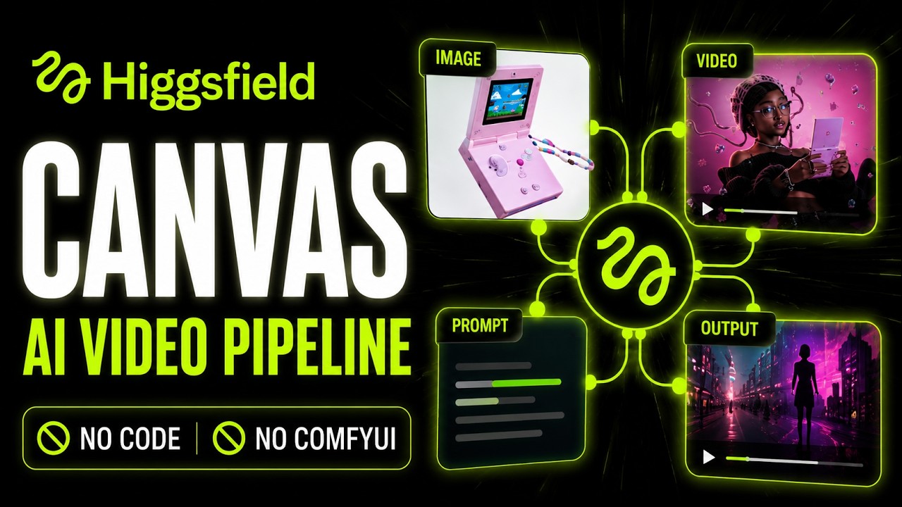 Higgsfield Canvas — Node-Based AI Video Pipeline (No Code, No ComfyUI)