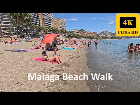 Malaga Beach Walk | Amazing Playa de la Malagueta | Spain Europe 4K Summer 2024 Relaxing walking