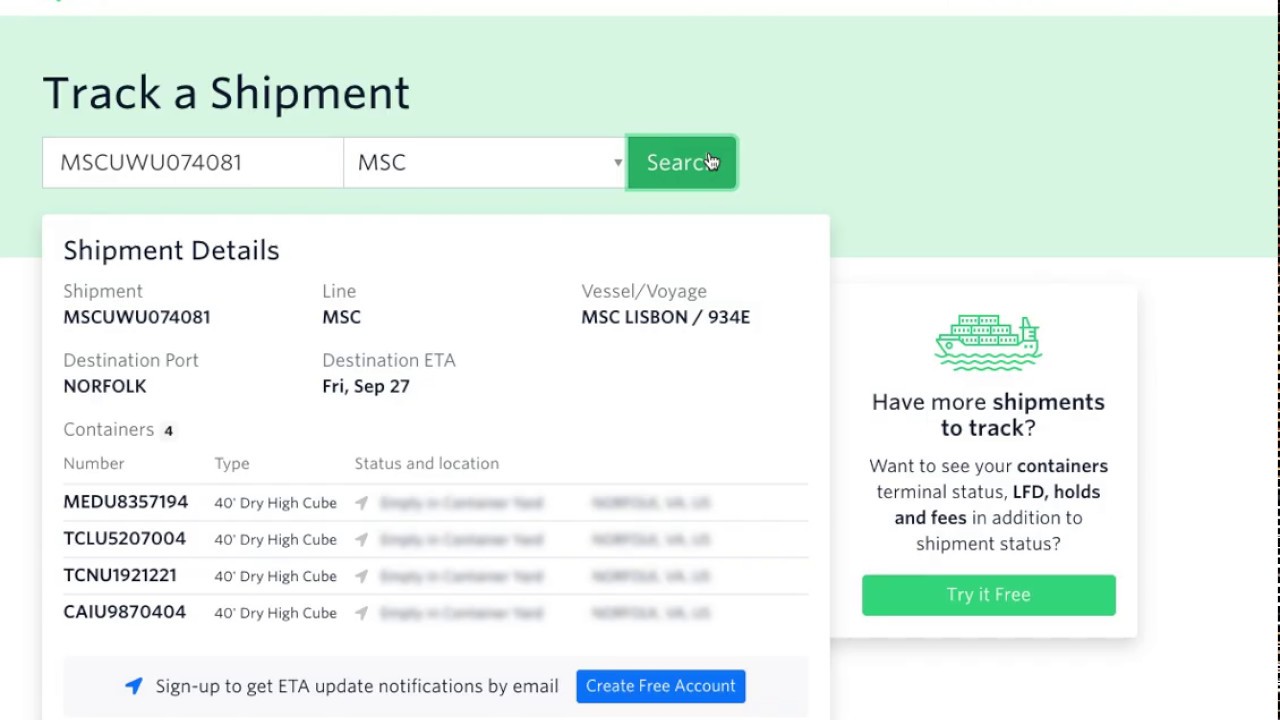 Track a Shipment by BL on any Steamship line