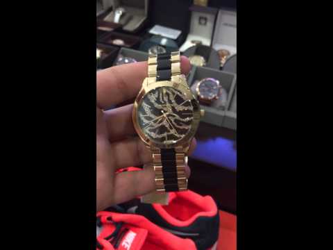 Michael Kors Slim Runway Zebra-pattern Crystal Pave Dial Two-tone Ladies Watch MK3315