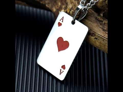 Hearts And Spades Matching Necklaces For Couples In Titanium