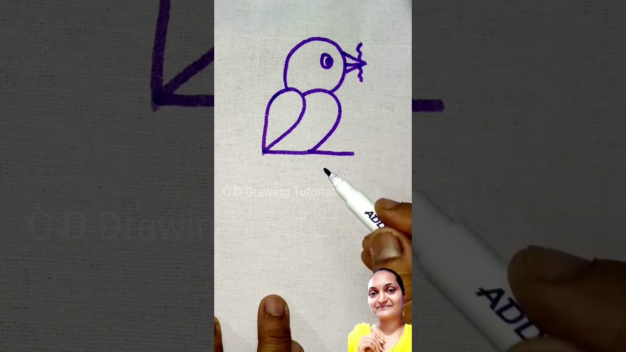 How to draw Bird from 2 Easily | Bird Drawing easy #drawing #birddrawing