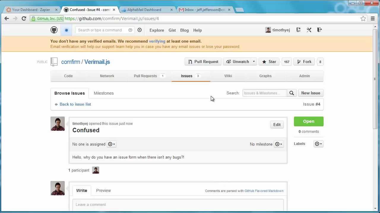 Send email on new GitHub issue