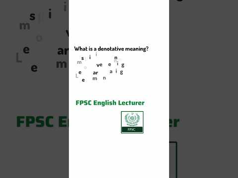 Diction - Denotative Meaning - FPSC English Lecturer - Past Paper Lecturer English FPSC
