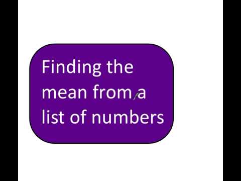 Find the mean from a list of numbers