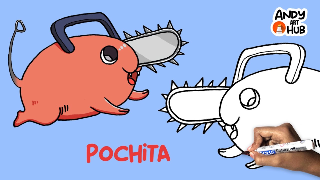 How to draw Pochita | Chainsaw Man series| Chainsaw Devil | Easy pochita drawing for beginners