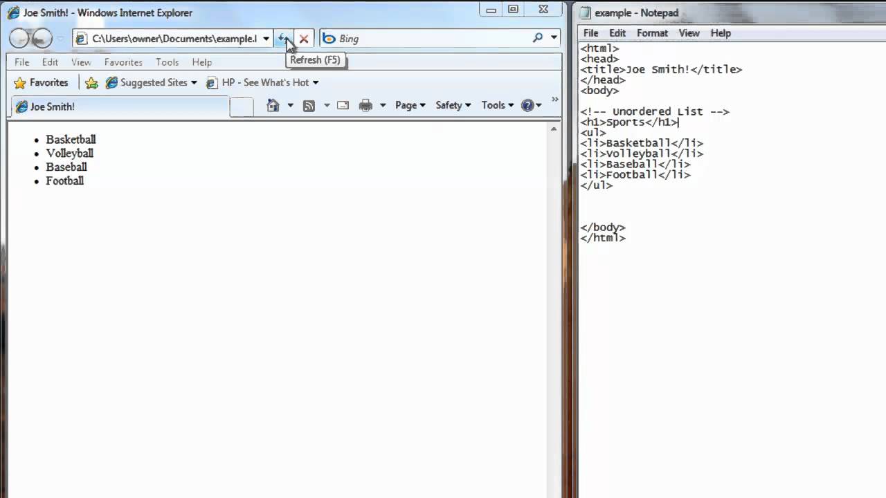 Lesson 5: Unordered Lists HTML