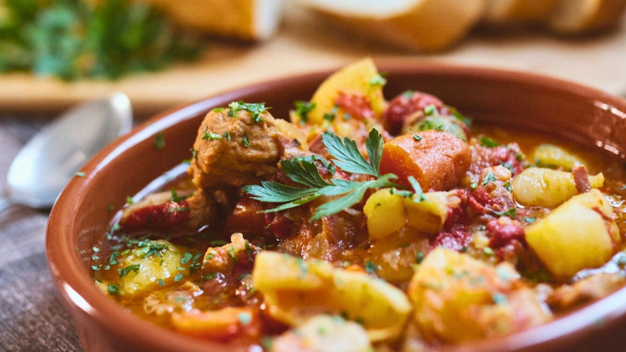Spanish Pork Stew with Pancetta and Potatoes (Super Easy - 10 Minutes Prep)