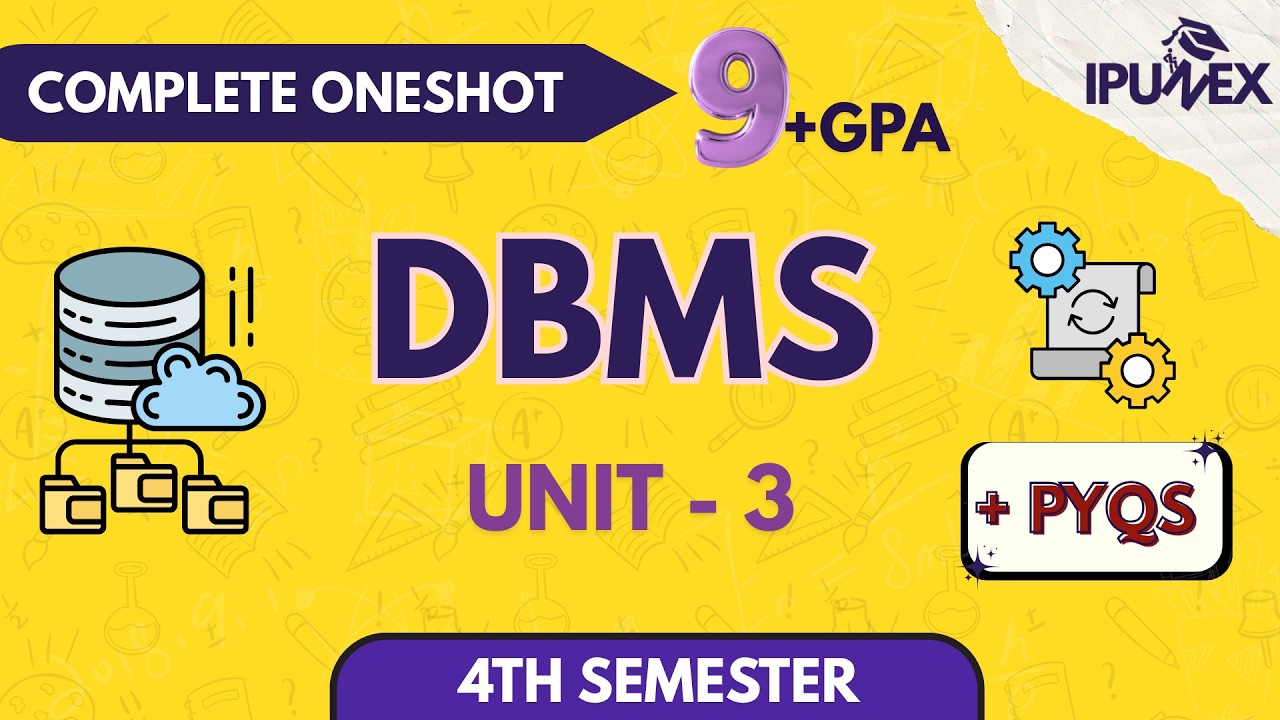 DBMS - UNIT 3 | Detailed Oneshot | 2nd Year | IPUNEX | GGSIPU