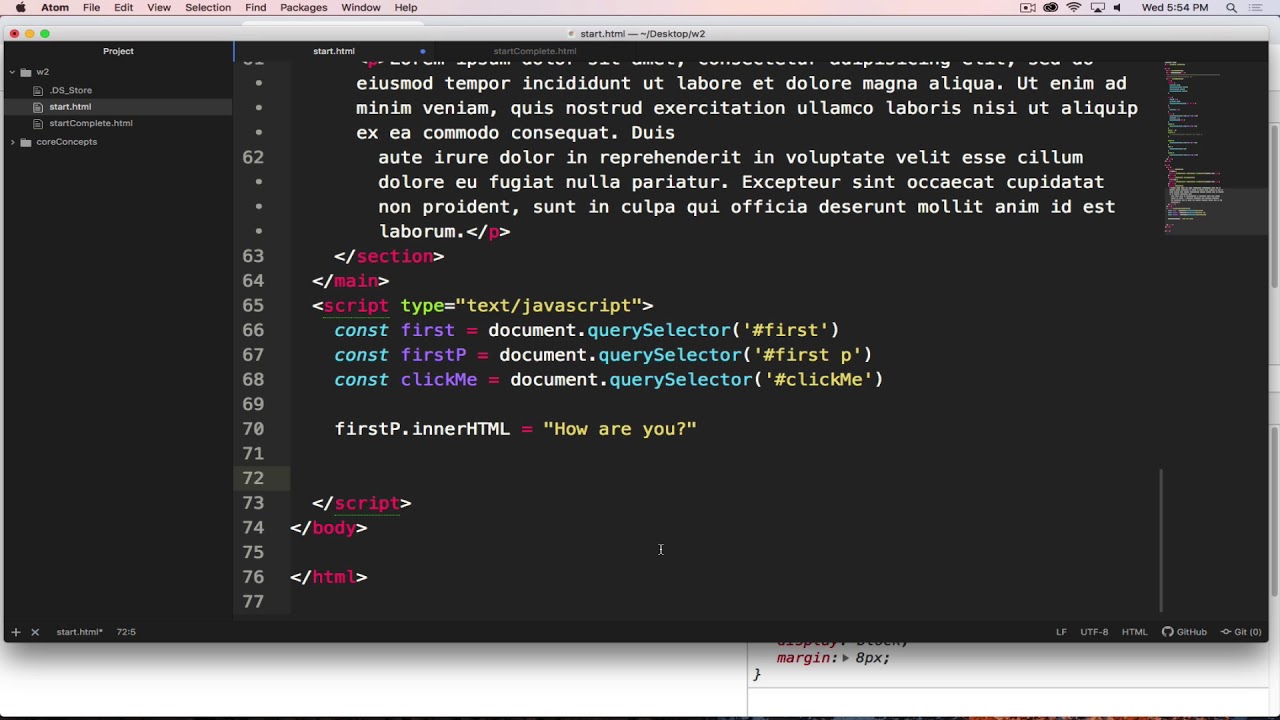 Javascript querySelector styles etc