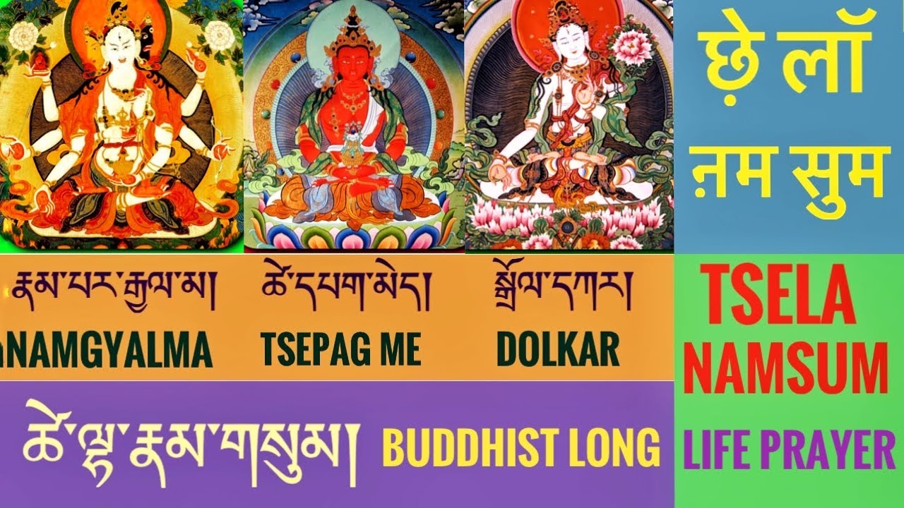 Tsela Namsum, ཚེ་ལྷ་རྣམ་གསུམ།  छ़े लॉ ऩमसुम  Buddhist long life prayer,  Long life mantra,