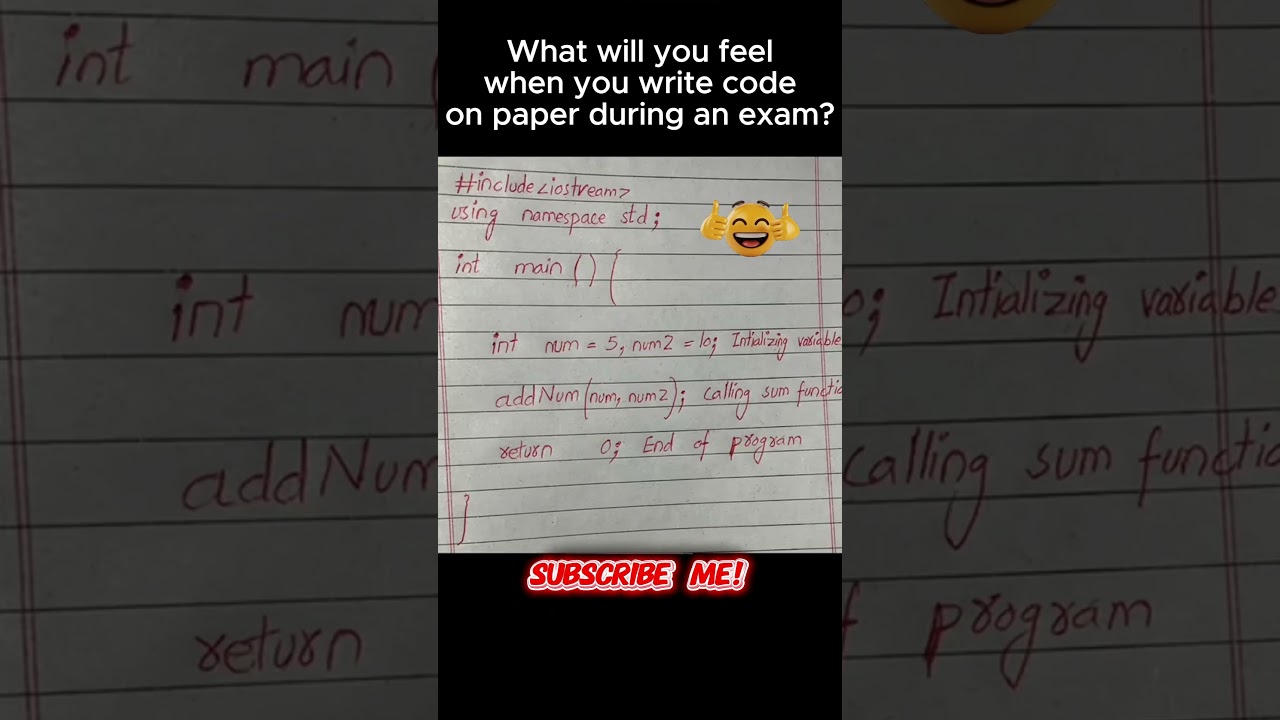 What will you feel when you write code on paper during an exam?  #learntocode #coding #codingshorts